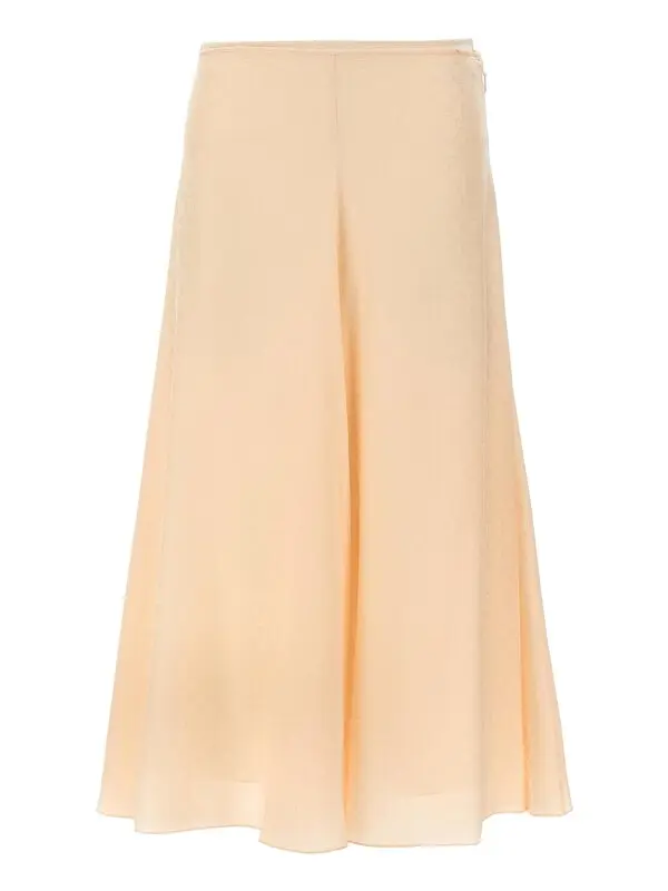Fendi Ff Silk Midi Skirt - Pink