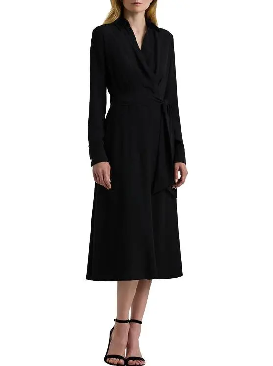Ralph Lauren Surplice Georgette Shirtdress - Black