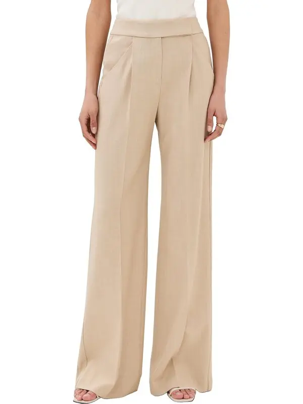 Veronica Beard Marbeau Pleated Pants - Stone Khaki