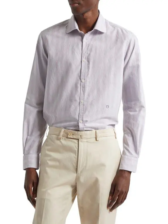 Massimo Alba Canary Stripe Cotton Button-up Shirt - Ruggine