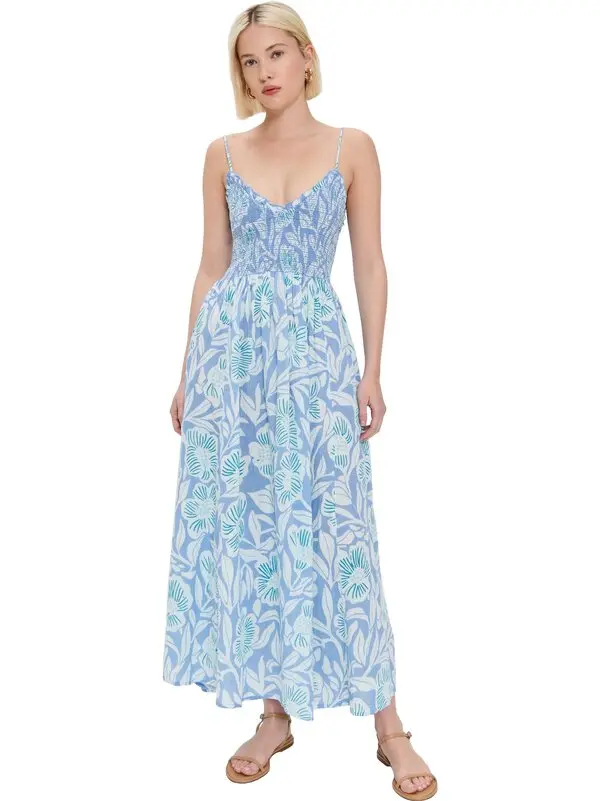 Free People Sweet Nothing Floral Midi Dress - Blue Vista Combo