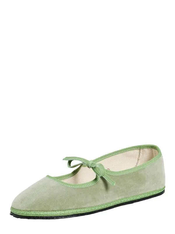VIBI VENEZIA Velvet Mary Jane Brigitte Flats - Salvia
