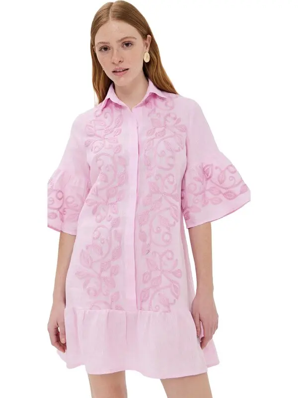 Temptation Positano Enza Embroidered Mini Dress - Pink