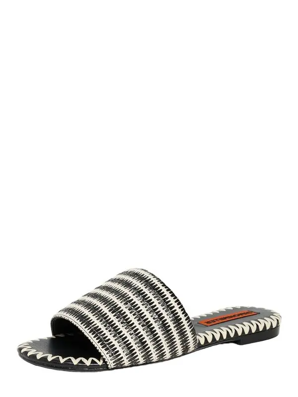 SIMONMILLER Stripe Raffia Salerno Sandals - Black/natural Stripe