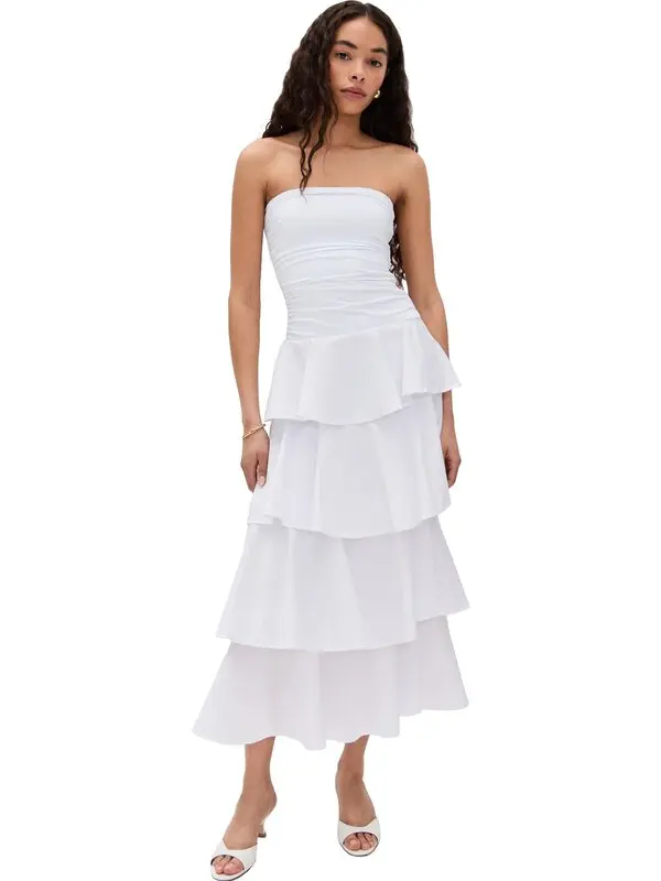 NIA Mathilda Strapless Midi Dress - White