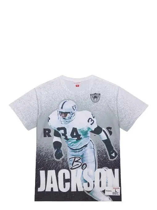 Mitchell & Ness Bo Jackson Los Angeles Raiders Burst Retired Player T-shirt - Gray