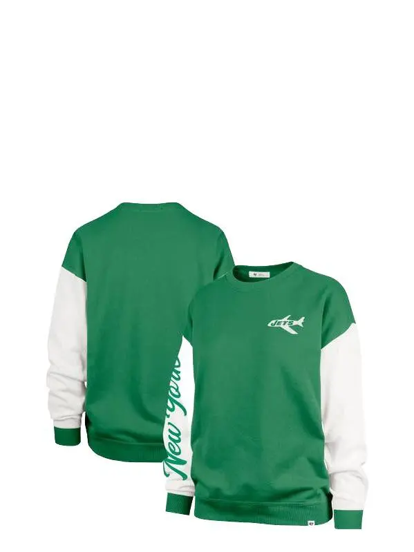'47 New York Jets Double Header Rise Andie Pullover Sweatshirt - Green