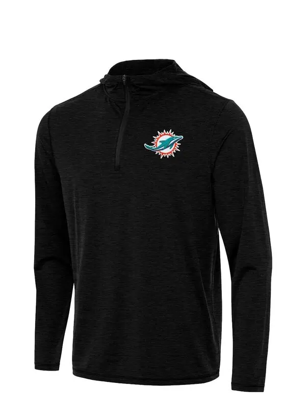 ANTIGUA Miami Dolphins Quarter-zip Pullover Hoodie - Heather Black