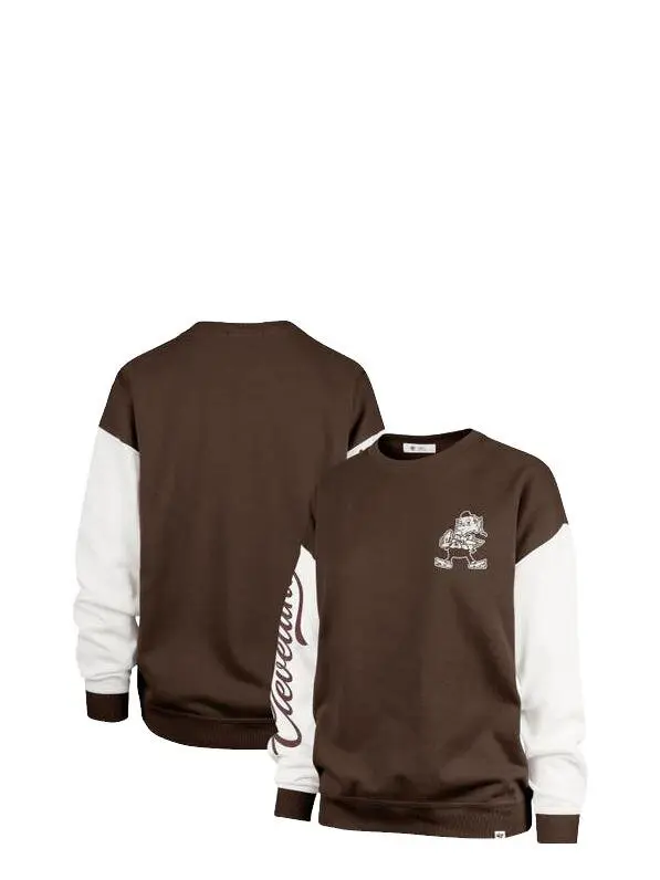 '47 47 Cleveland Browns Double Header Rise Andie Pullover Sweatshirt - Brown