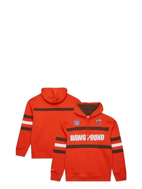 Mitchell & Ness Cleveland Browns Vintage Logo Fleece Pullover Hoodie - Orange