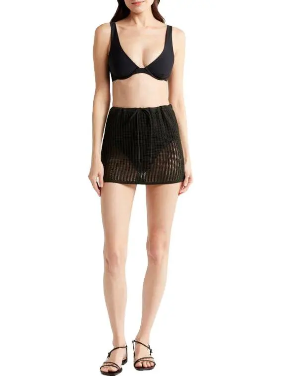 Elan Open Stitch Cover-up Miniskirt - Black