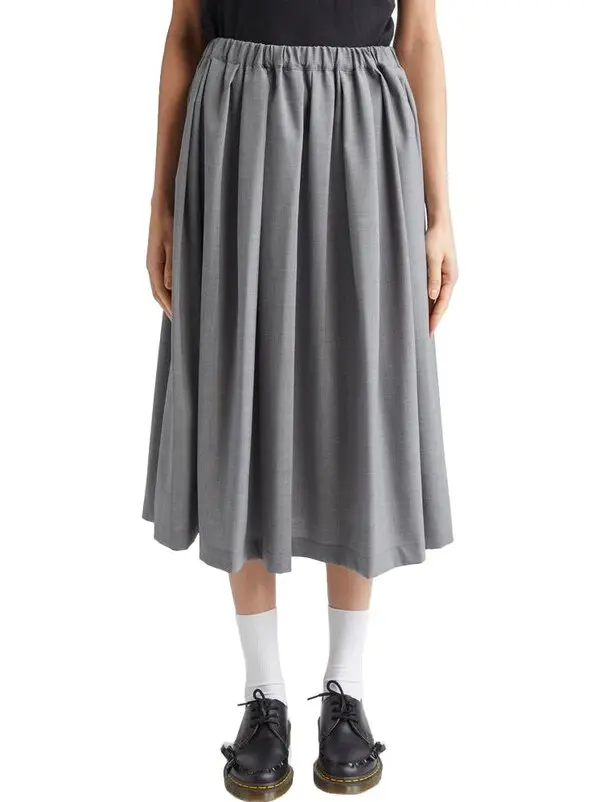 Tao Comme Des Garçons Tropical Weight Wool Blend Skirt - Top Grey