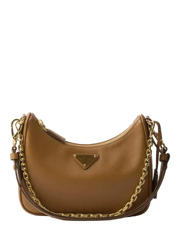 Prada Re-edition Mini Saffiano Leather Bag - Caramel
