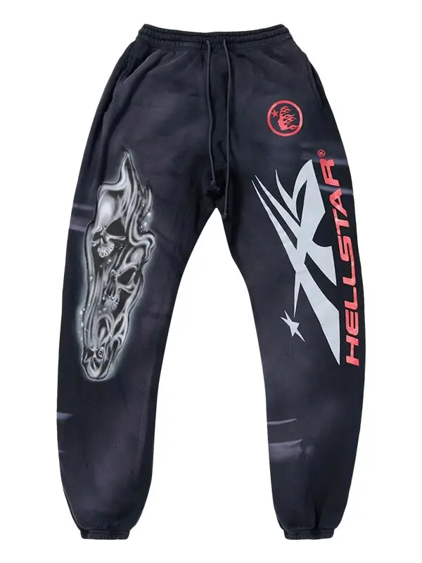 HELLSTAR Airbrushed Skull Sweatpants 'midnight Dye - Black