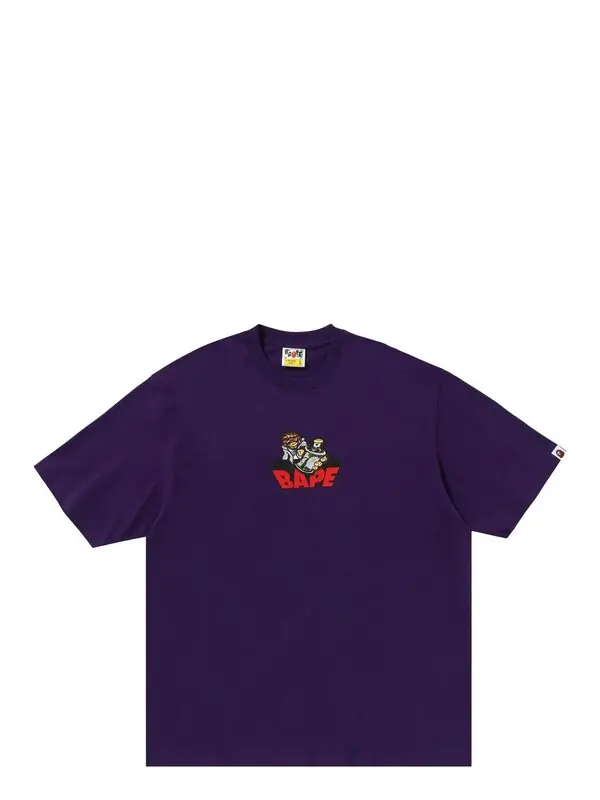 A BATHING APE Graffiti Logo Relaxed Fit Tee - Purple