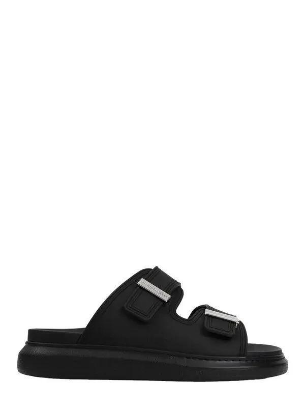 Alexander McQueen Hybrid Double Buckle Sandal - Black/silver
