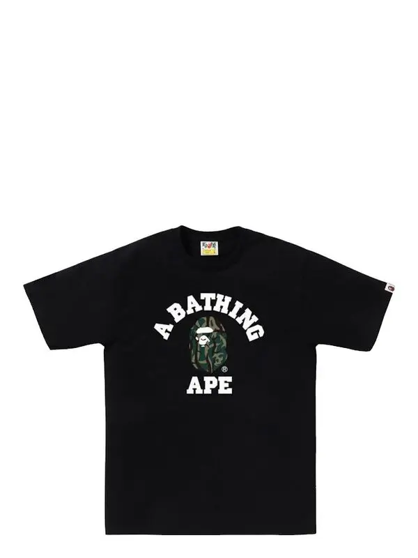 A BATHING APE Trial Camo College Tee Shirt - Black/green