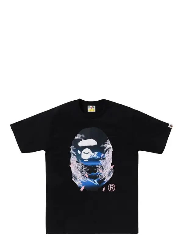 A BATHING APE Sakura Photo Ape Head Tee Shirt - Black
