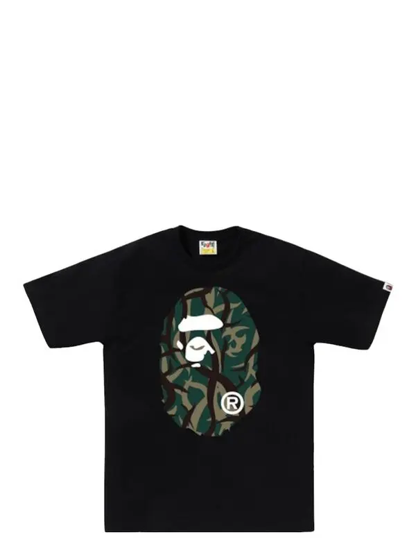 A BATHING APE Trial Camo Big Ape Head Tee Shirt - Black/green
