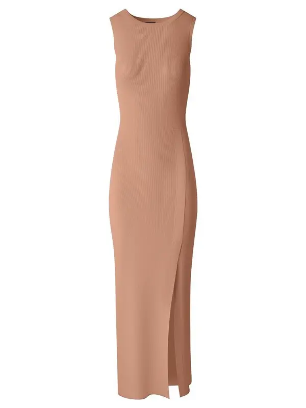 Akris Sleeveless Ribbed Stretch Crepe Tube Dress - Cuoio