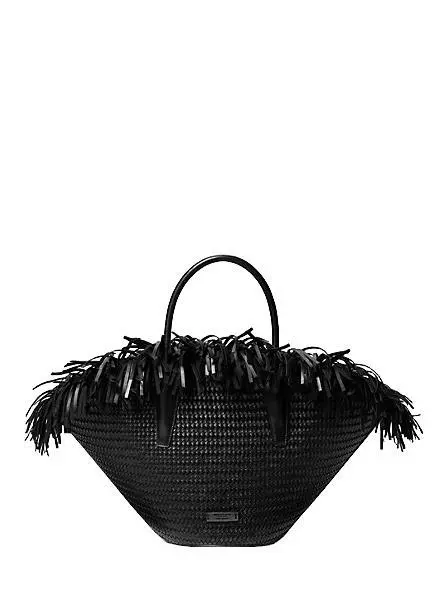 Michael Kors Sardinia Large Hand-woven Leather Basket Tote Bag - Black
