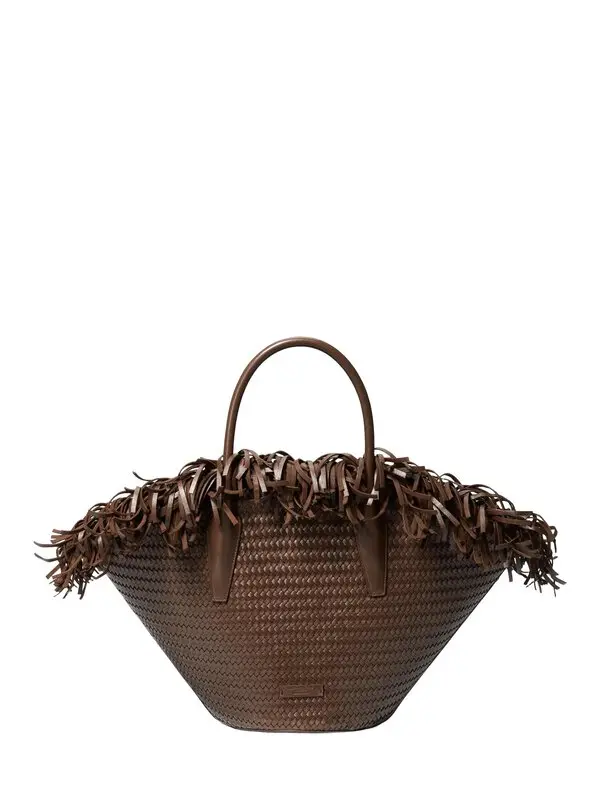 Michael Kors Sardinia Large Hand-woven Leather Basket Tote Bag - Brown
