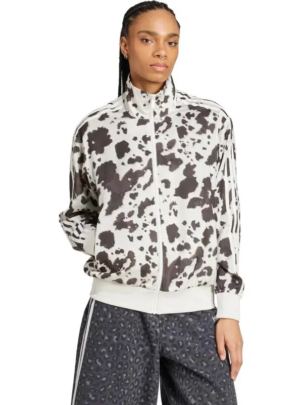 Adidas Originals Satin Animal Print Track Top - Multicolor / Off White