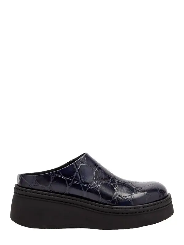 MIISTA Kristi Crocodile-effect Leather Mules - Navy