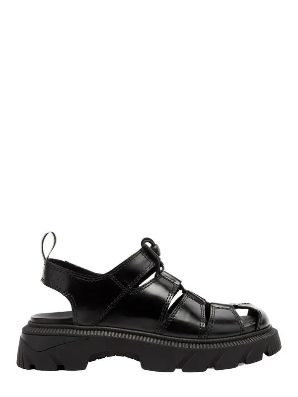 MIISTA Eunice Cut-out Leather Sandals - Black