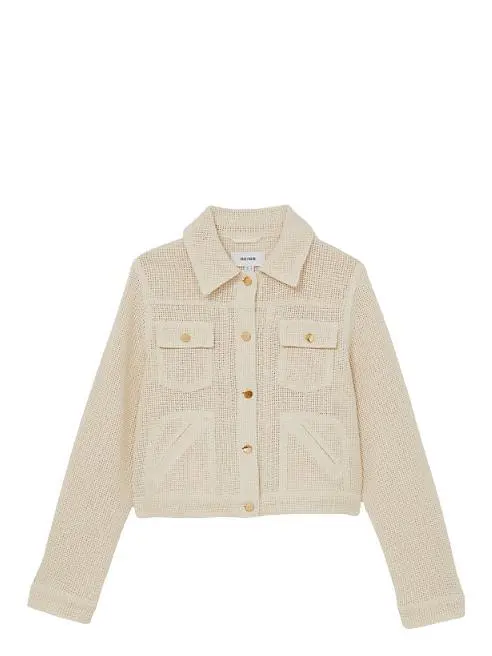 REISS Renzo Textured Cotton-blend Trucker Jacket - Neutral