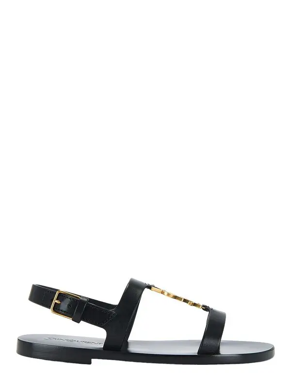 Saint Laurent Cassandra Flat Sandal - Nero