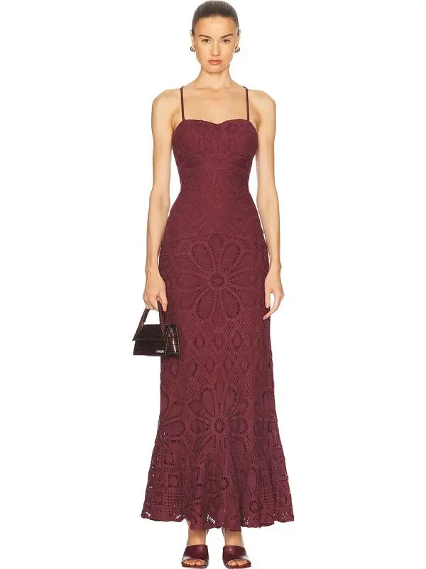 PatBO X Camila Coelho Crochet Dress - Dark Red