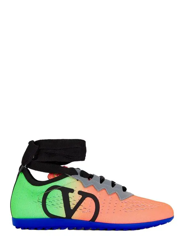 Valentino Garavani Chromathon Sneaker - Coral  Fluo Green  Grigio  & Acid Blue