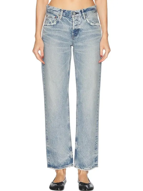Moussy Vintage Wildwood Straight Low Jeans - Light Blue