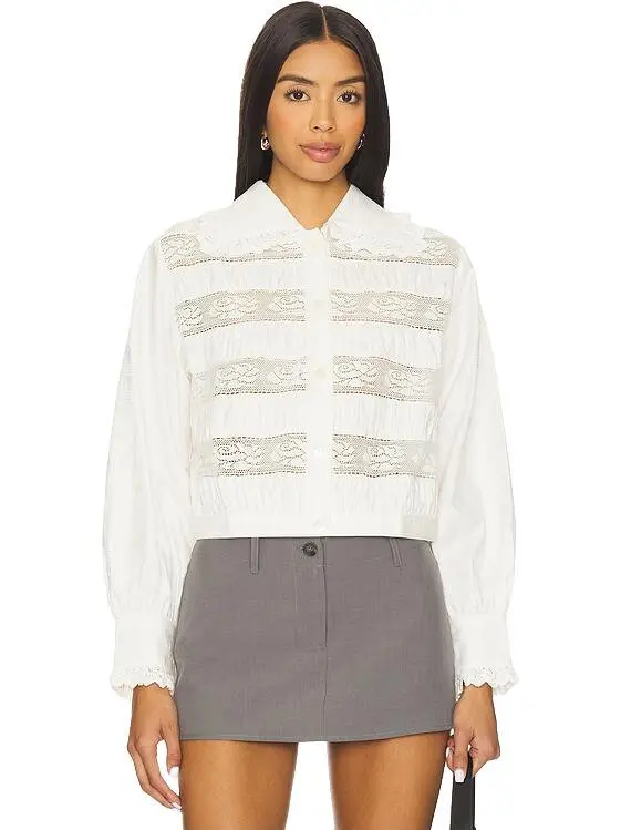 YUHAN WANG Lace Trimmed Blouse - White