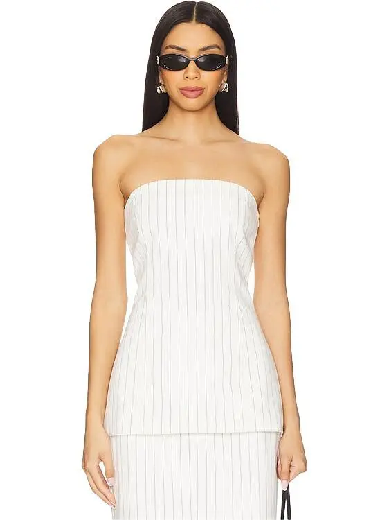 4TH & RECKLESS Dionne Denim Pinstripe Top - White