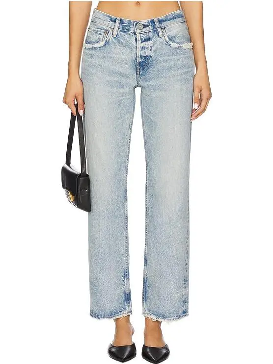 Moussy Vintage Wildwood Straight Low Jeans - Light Blue