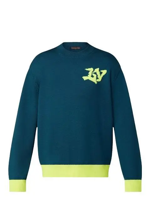 LOUIS VUITTON Logo Signature Crewneck - Green/yellow