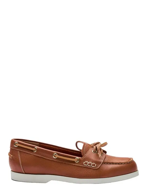 ATP ATELIER Nesso Grained Leather Boat Shoes - Brandy,contrast Stitch