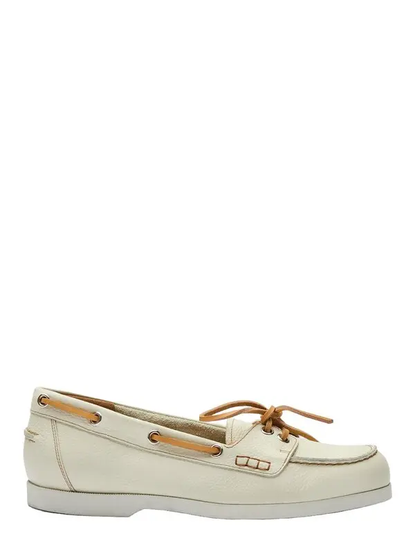 ATP ATELIER Nesso Grained Leather Boat Shoes - Bianco,contrast Stitch