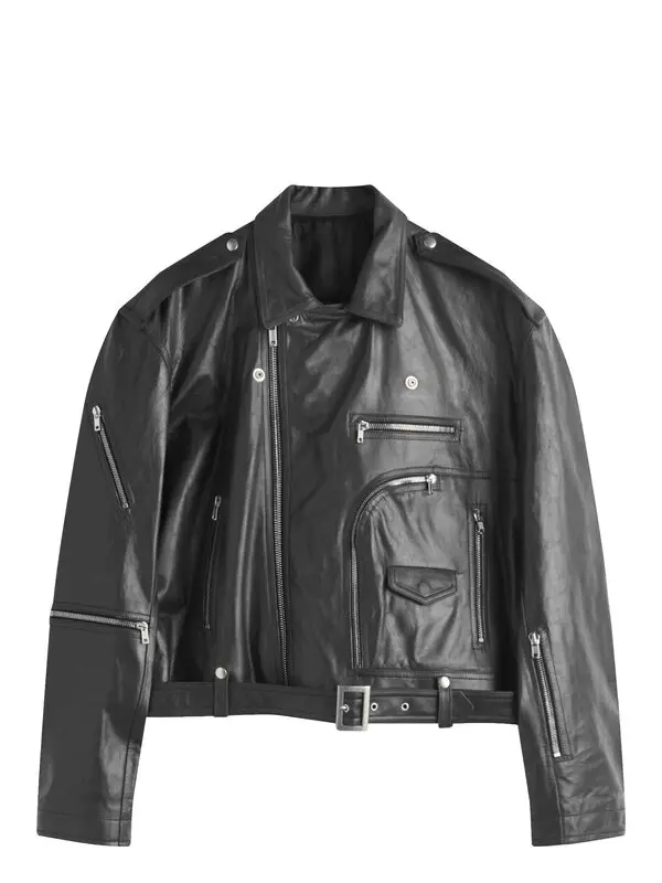 Rick Owens Jumbo Bauhaus Stooges Leather Biker Jacket - Black