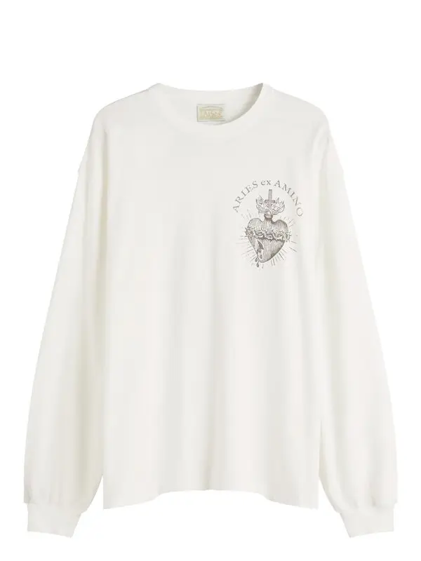 Aries Faded Ex Amino Long Sleeve T-shirt - Off White