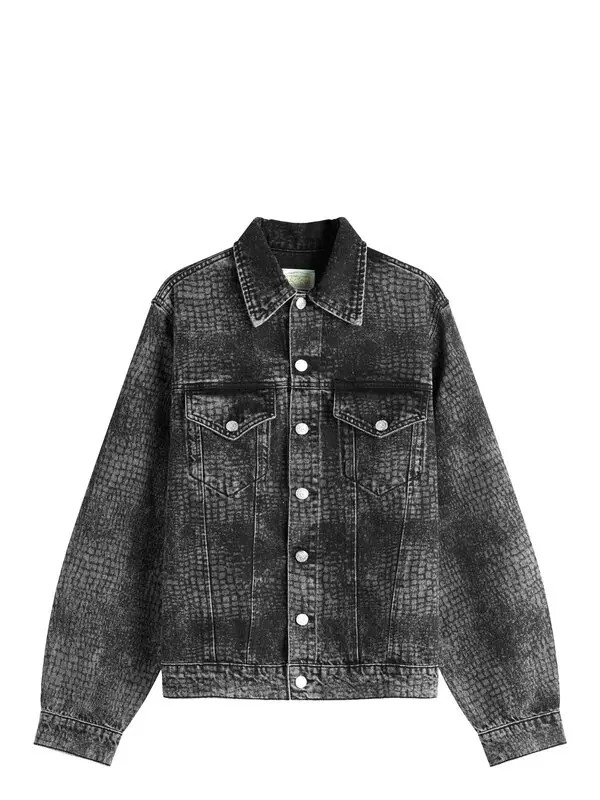 Aries Lasered Croc Trucker Jacket - Black