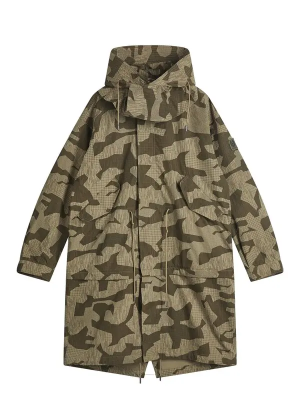 Belstaff Terrain Camo Canopy Parka Jacket - Surplus Green/washed Black