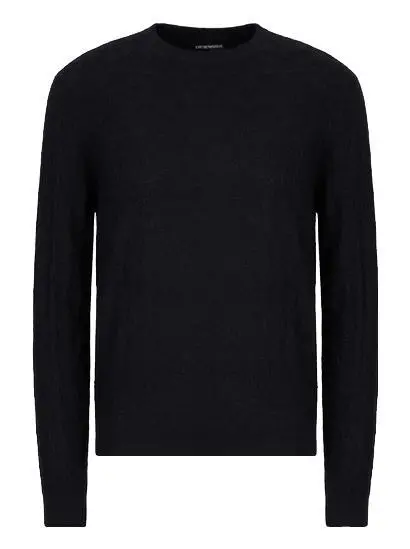 Emporio Armani Wool And Lyocell-blend Tuck Stitch Jumper - Natural
