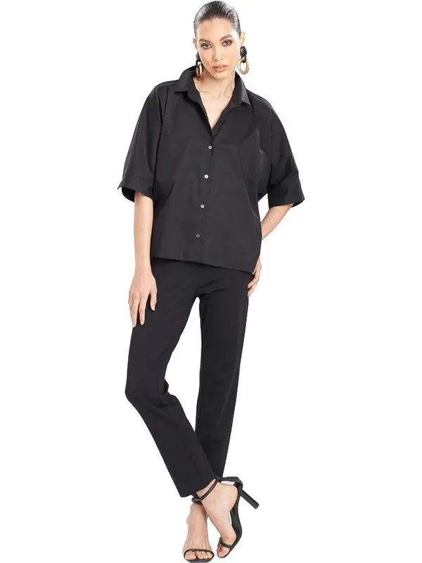 Natori Cotton Poplin Top - Black