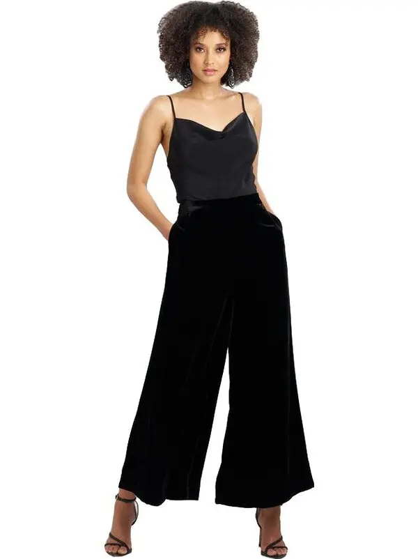 Natori Couture Velvet Silk Palazzo Pants - Black