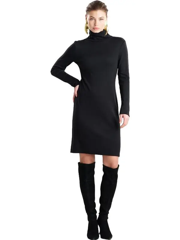 Natori Layering Jersey Turtleneck Dress - Black