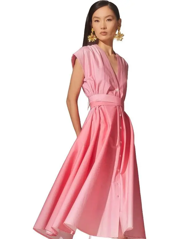 Natori Akari Cotton Tie Front Dress - Pink