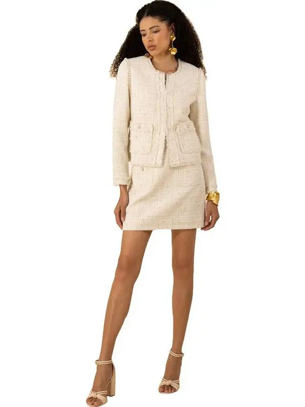 Hale Bob Anahi Boucle Tweed Skirt - Neutral